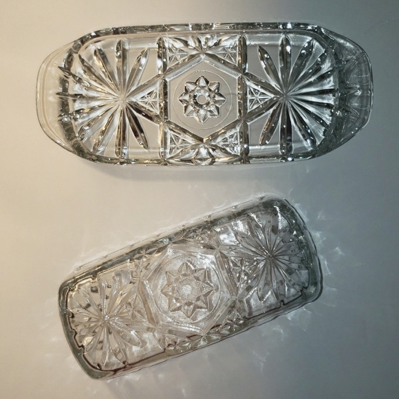 Kitchen | Vintage Cut Crystal Butter Dish Star Half Des Pinwheel ...